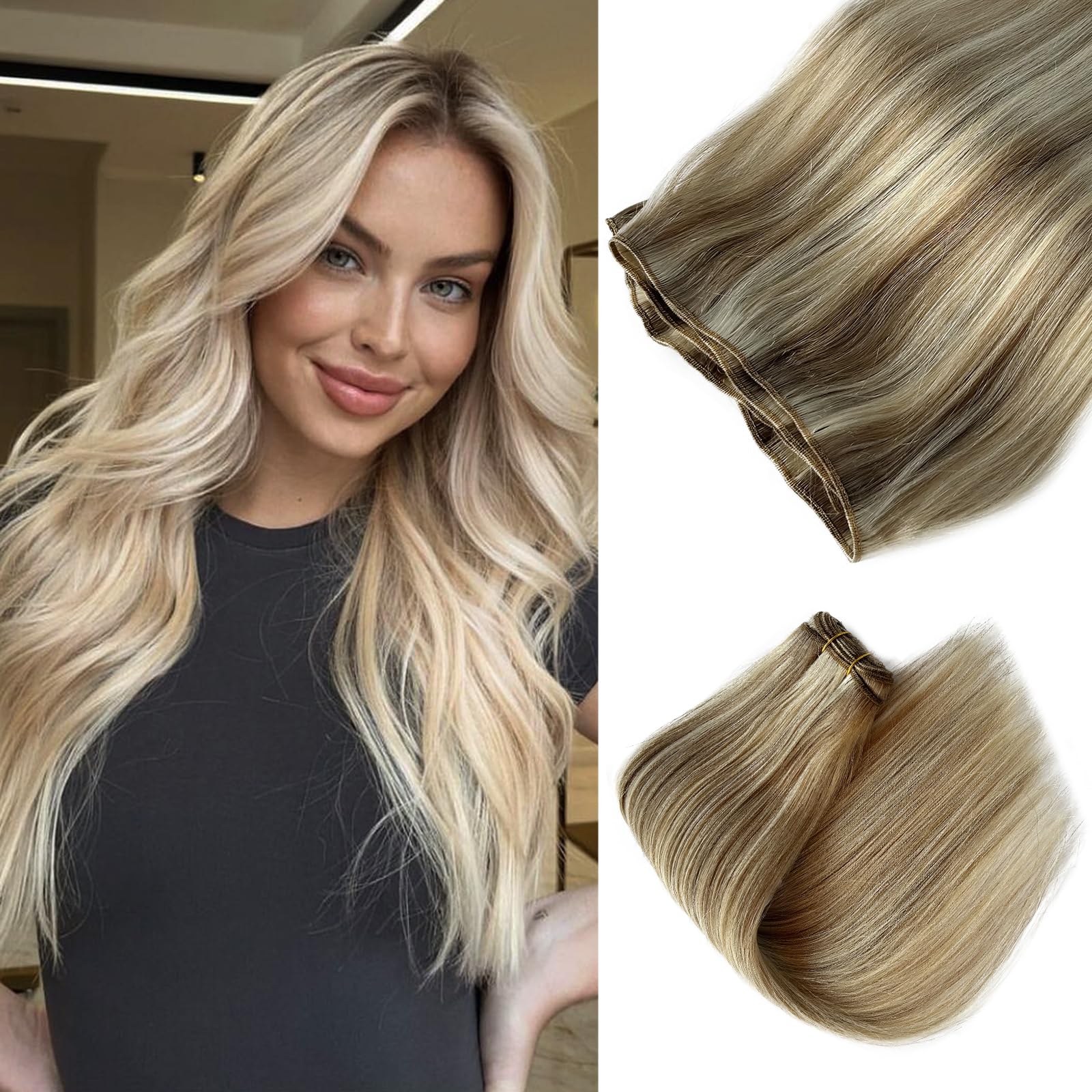 Amazon.com : Sew in Hair Extensions Real Human Hair, 24Inch Balayage ...