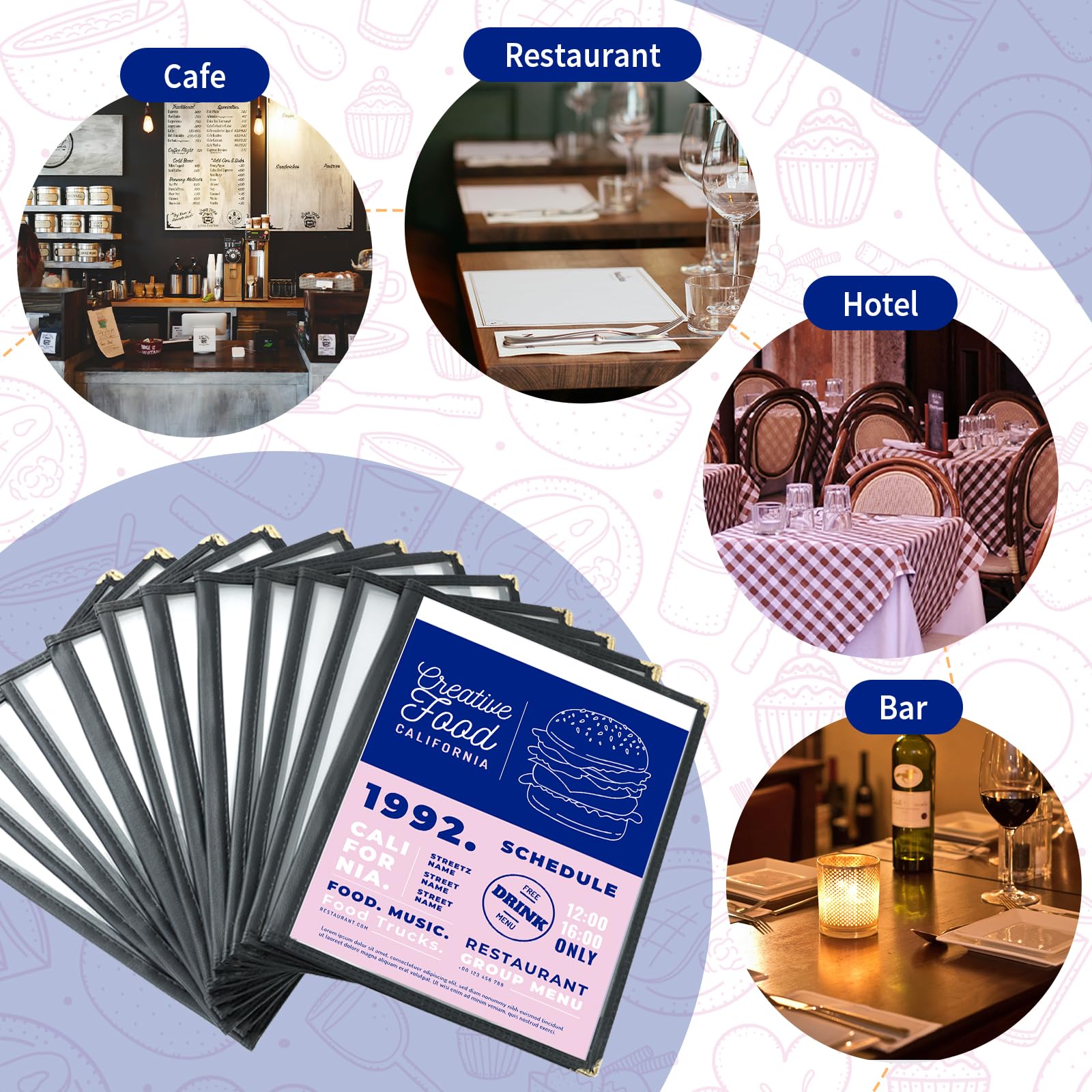 Snapklik.com : 12 Pack Menu Covers, 2 Page 4 View Transparent Menu ...