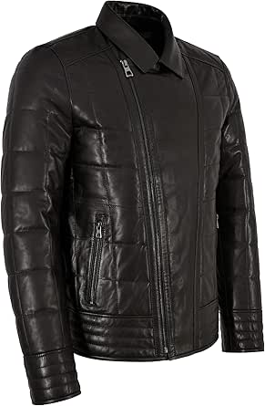 Smart Range Leather Men's Katana Black Authentic Biker Heavy Quilty ...