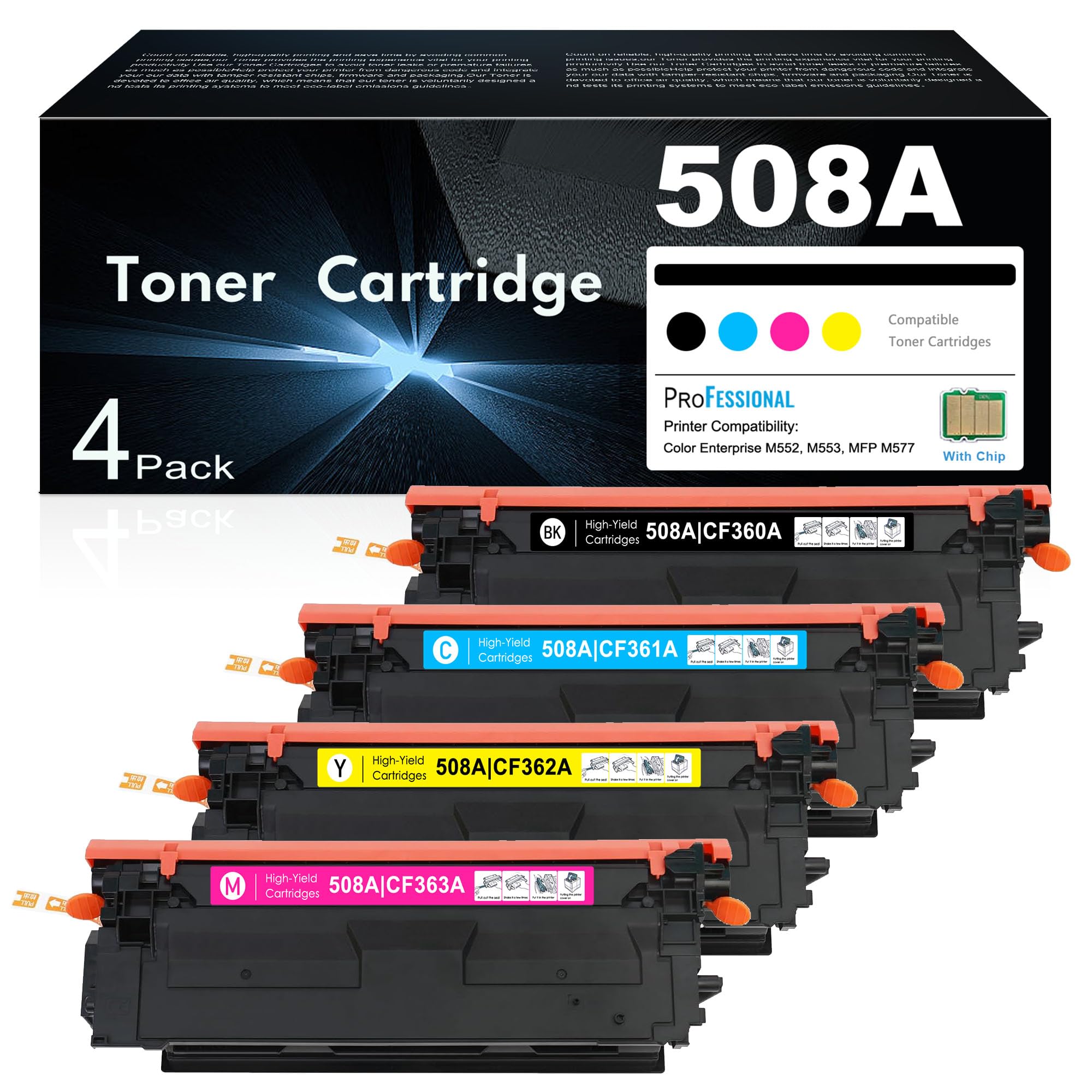 Amazon.com: 508A Toner Cartridge 4-Pack (with Chip) Replacement for HP ...