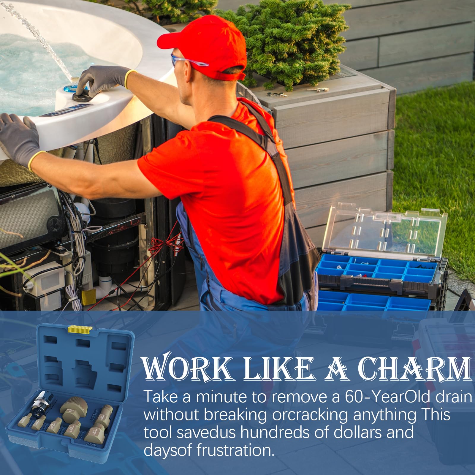 1.5" Tub Drain Extractor, 8PCS Pipe Nipple Extractors Set with 1-inch ...