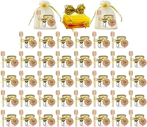 Amazon.com: Ahhute 40 Pack Mini Honey Jars with Dipper - Glass Honey Jars Party Favors & Wedding ...