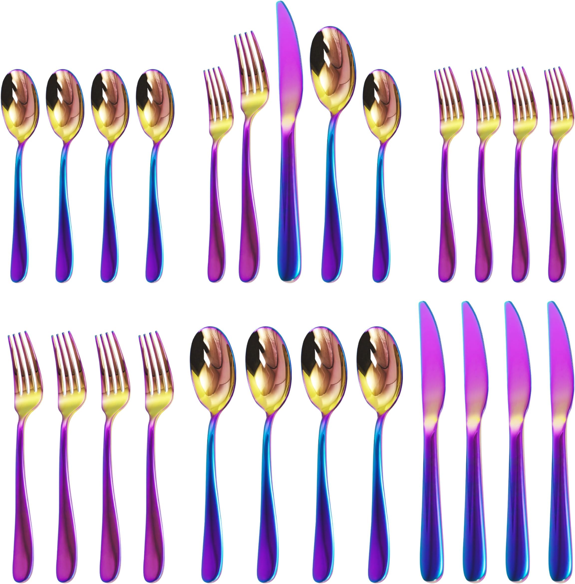 Amazon.com | Silverware Set, 20-Piece Purple Flatware Cutlery Set ...