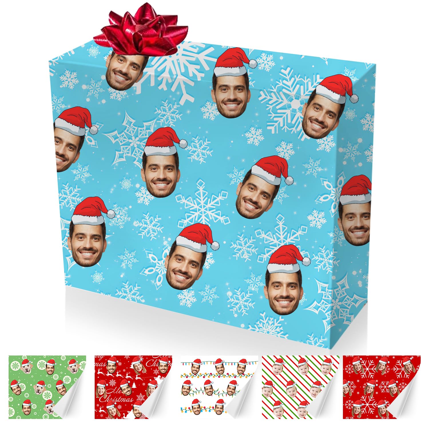 Amazon.com: Custom Face Christmas Wrapping Paper Rolls for Men Women ...