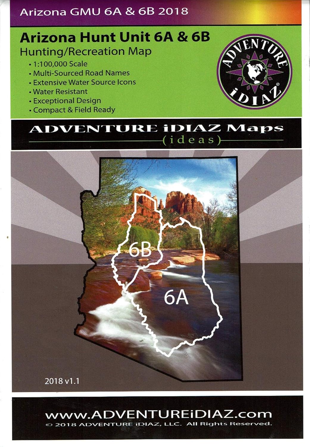 Arizona Hunt Unit 6A & 6B Hunting/Recreation Map: Adventure iDiaz ...