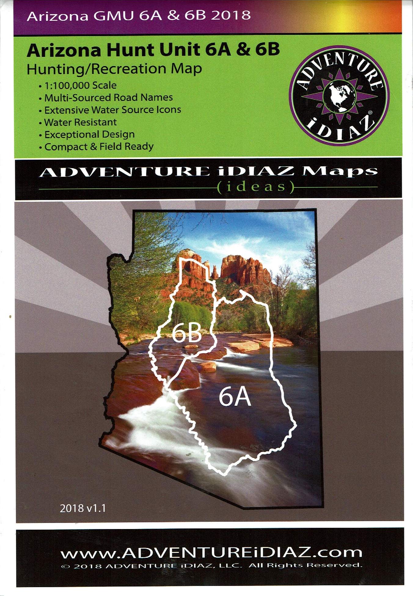Arizona Hunt Unit 6A & 6B Hunting/Recreation Map: Adventure iDiaz ...