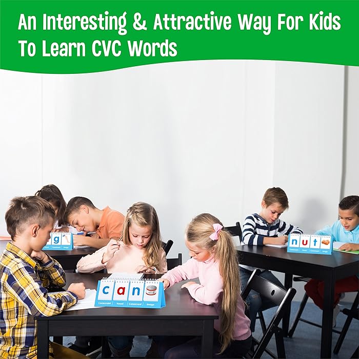 Snapklik.com : CVC Word Flip Chart - Double Sided 40 Short Vowel Word Flashcards