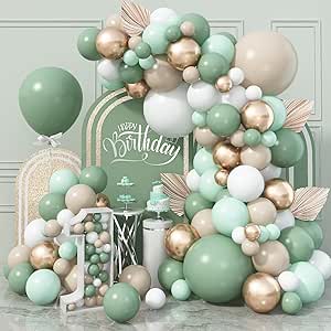Amazon.com: Sage Green Balloon Garland Kit, Green and White Balloon Arch Kit Olive Green White ...