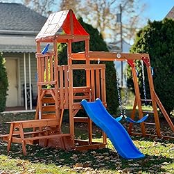 Amazon.com: Dolphin Playground Cedar Wooden Swing Sets for Backyard, Playground Sets for ...