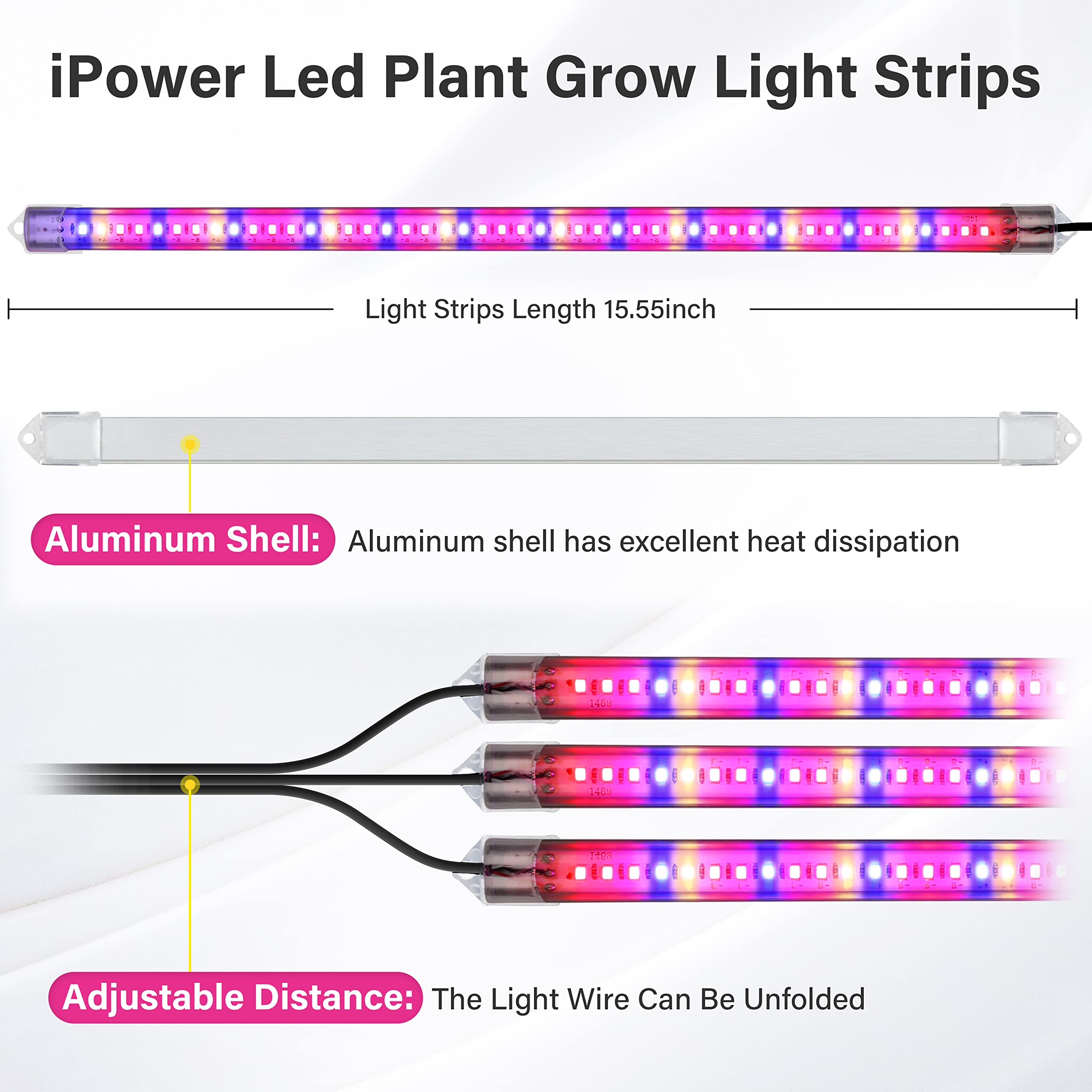 Snapklik.com : iPower 40W LED Plant Grow Light Strips Full Spectrum For ...
