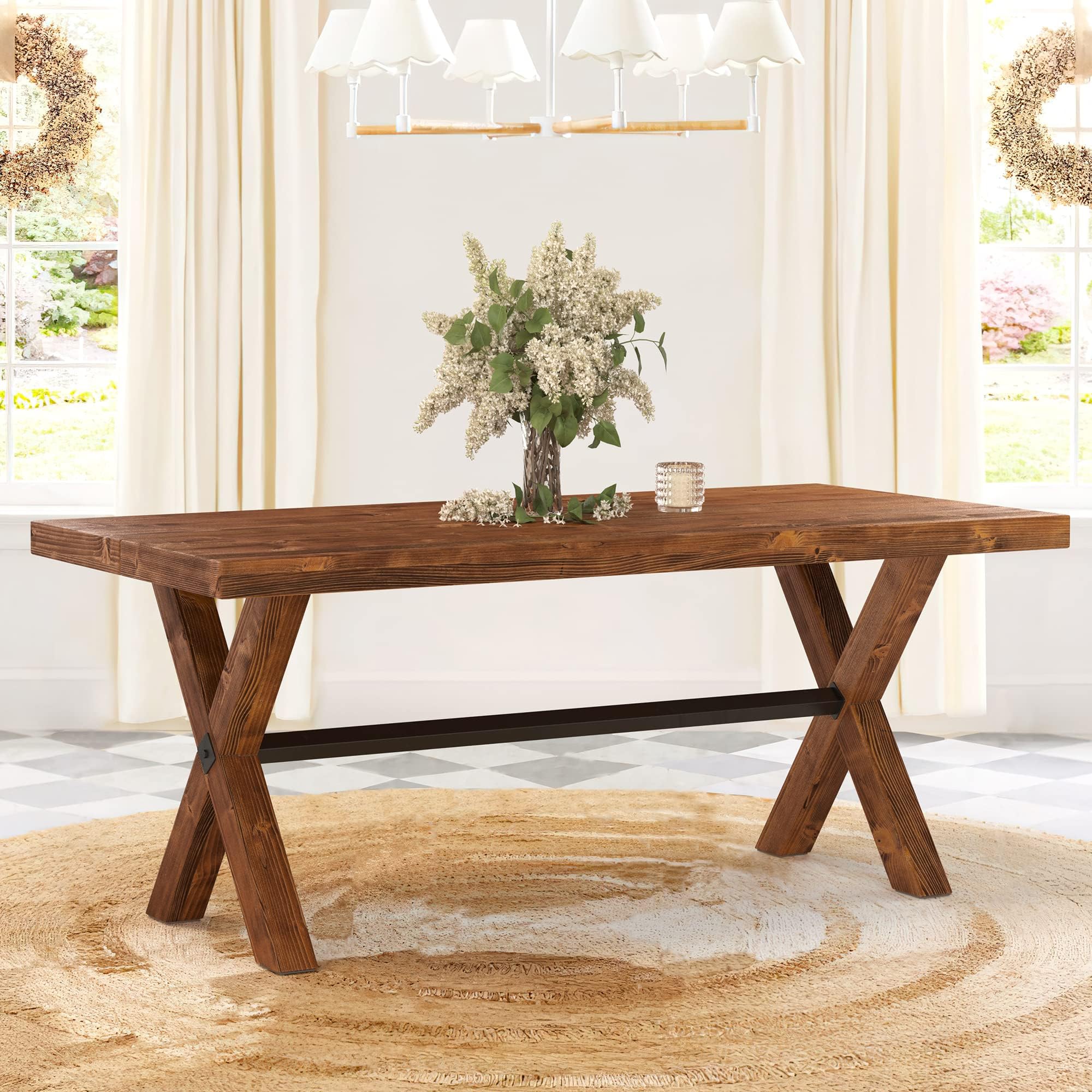 Amazon.com - Alpine Furniture Newberry Rustic Dining Table with ...