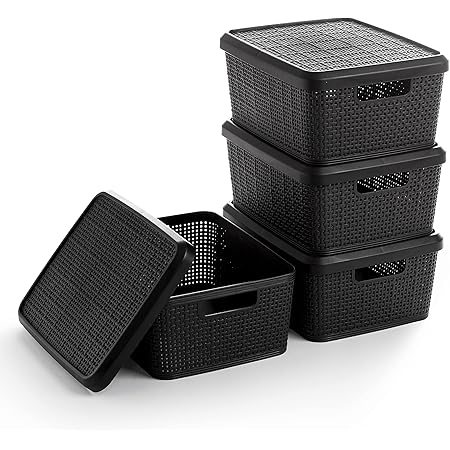 Amazon.com - AREYZIN Plastic Storage Baskets With Lid Organizing ...