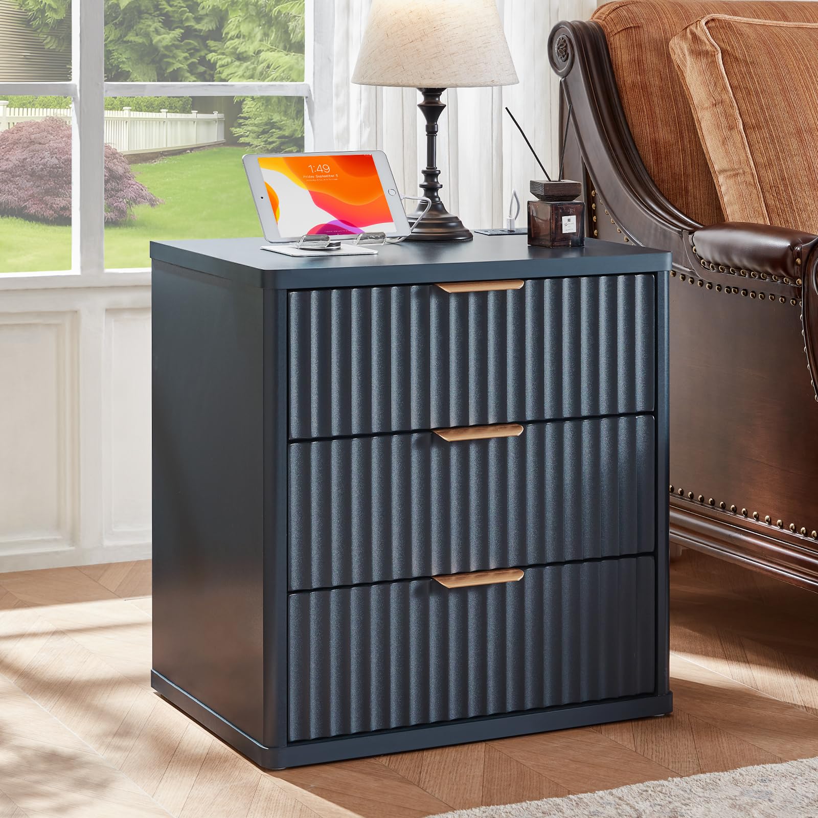 Snapklik.com : Lerliuo 23" Wide Fluted Night Stand
