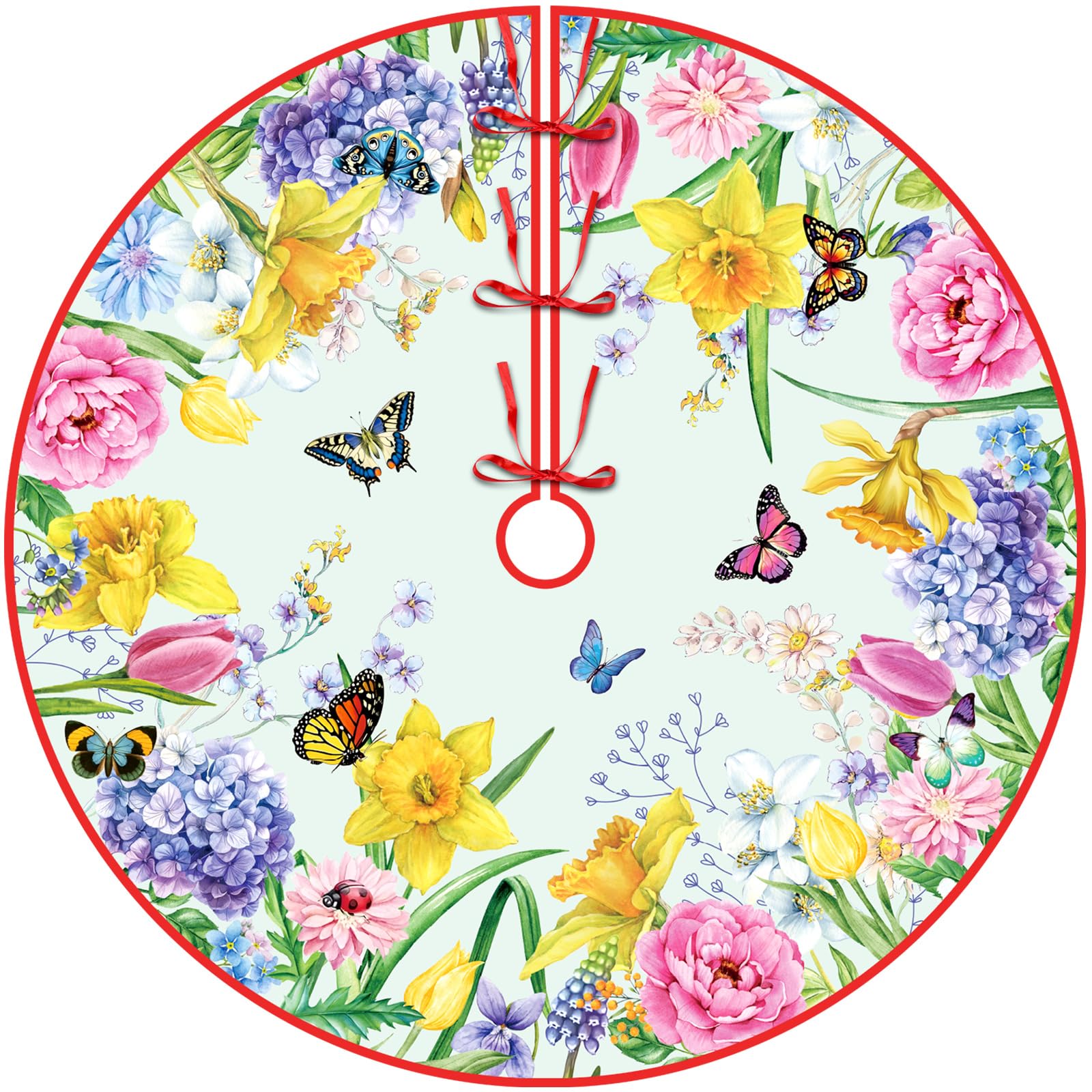 Amazon.com: Blosssound Spring Floral Christmas Tree Skirt 36 Inch ...