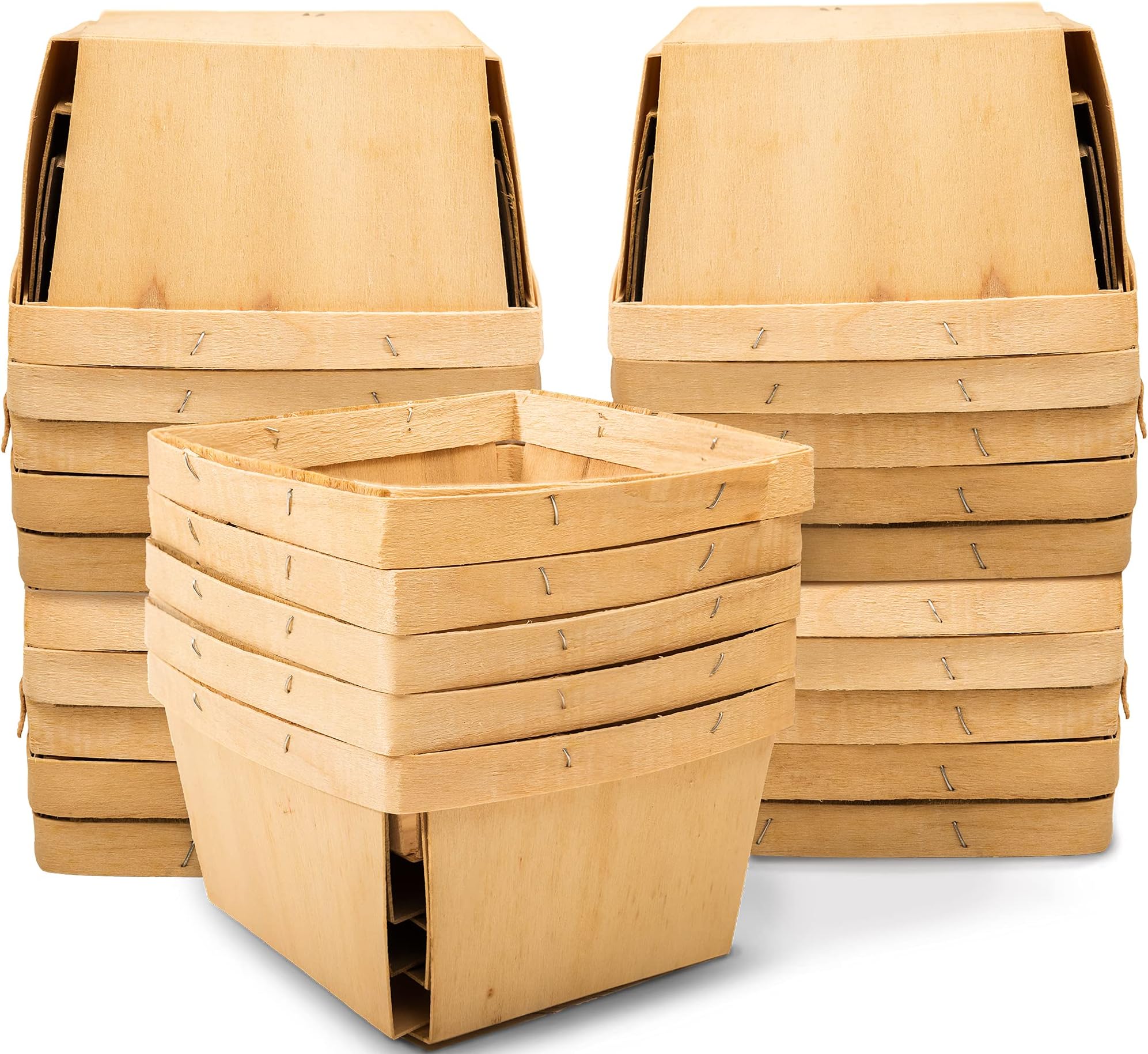 Amazon.com: 30 Pcs One Quart Wooden Berry Baskets Bulk 5.75 Inch Square ...