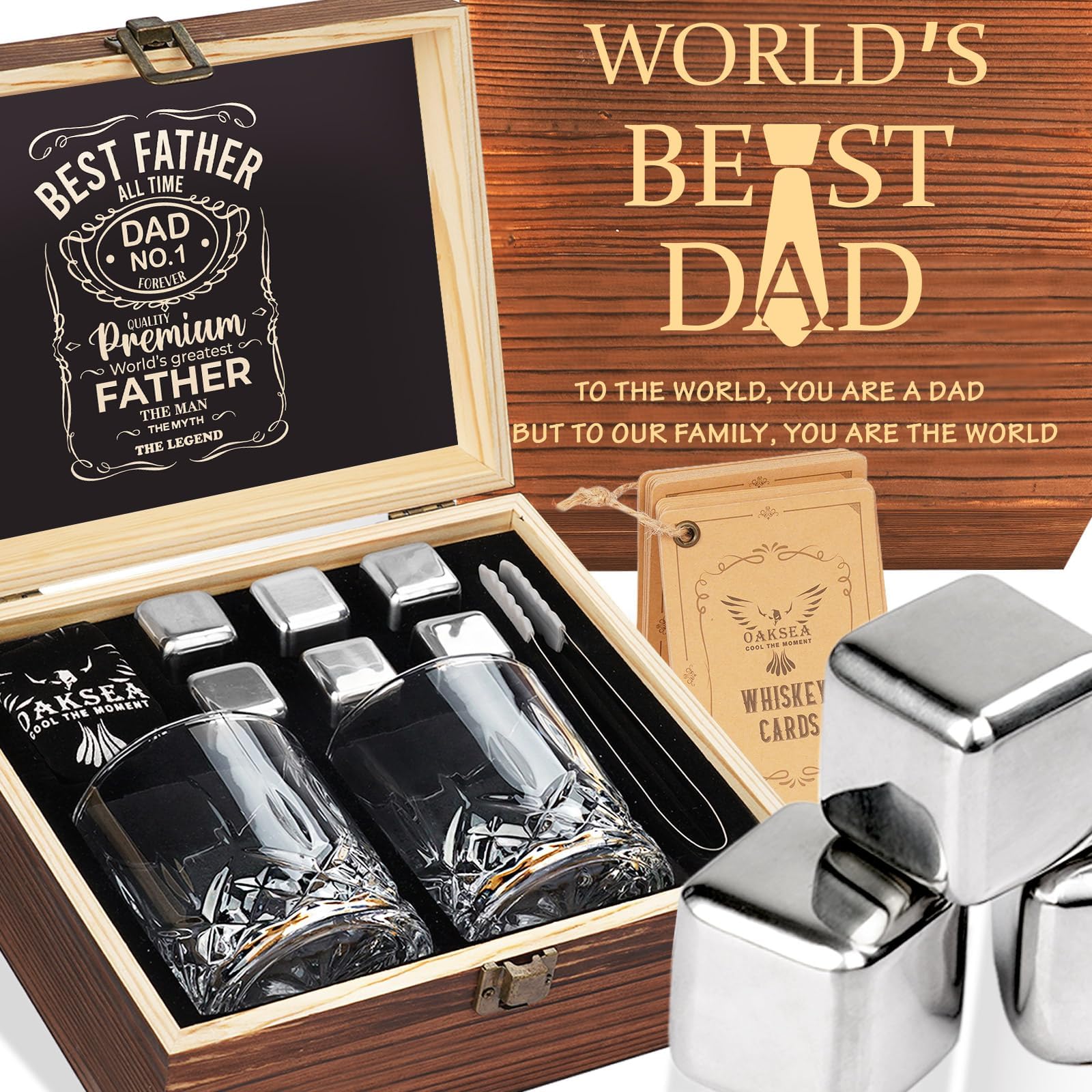 Amazon.com | Dad Birthday Whiskey Glass Set, Frist Gift Set for New Dad ...