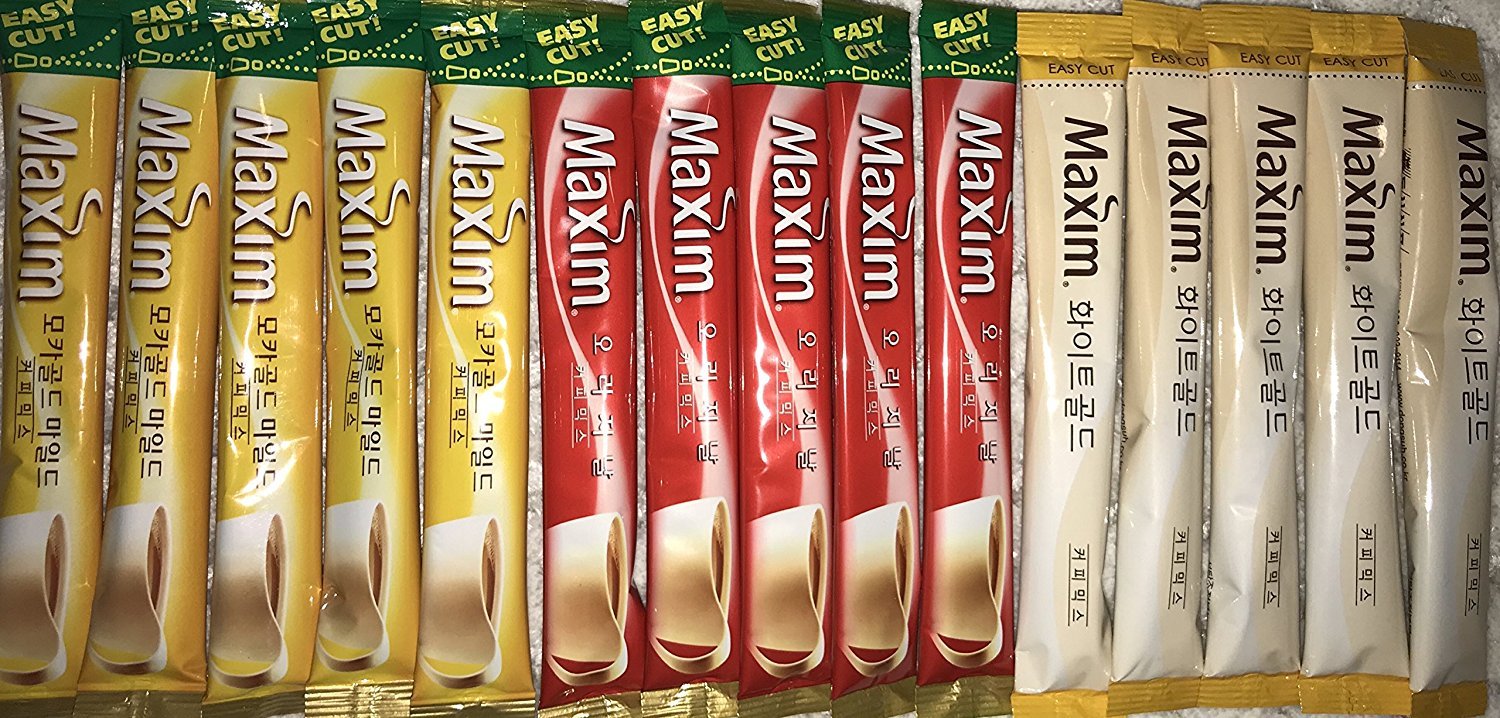 Korean Maxim White Gold/Mocha Gold Mild/Original Instant Coffee Mix ...