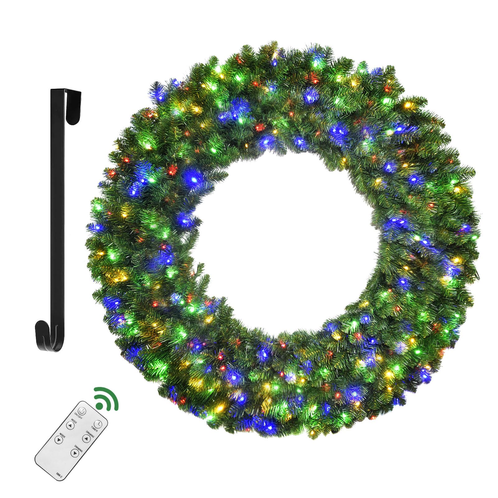 48in Large Christmas Outdoor Wreath - HOYECHI Lighted Wreaths Holiday ...