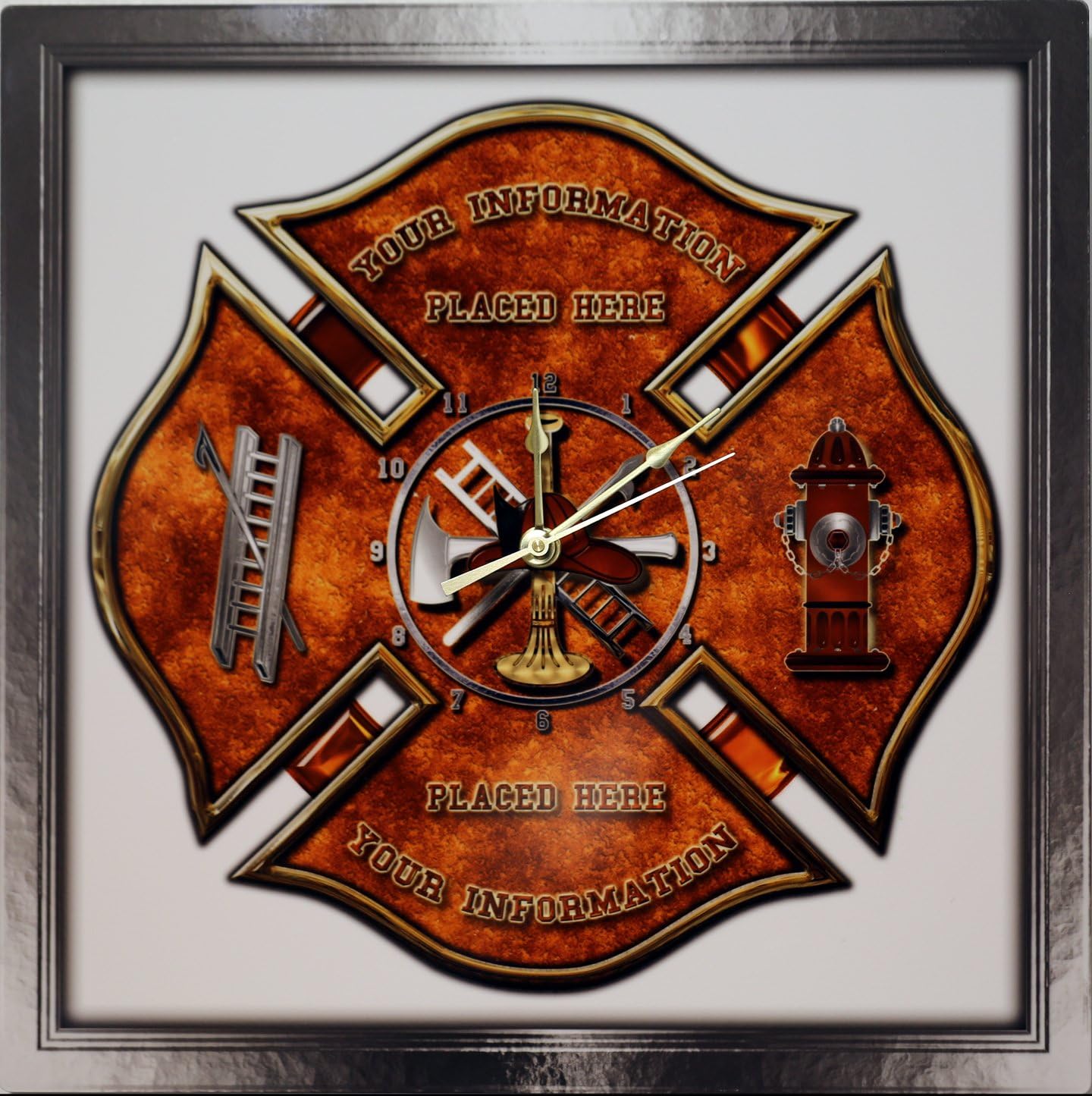 Amazon.com: ETTA Clock Personalized Maltese Cross Firefighter Clock ...