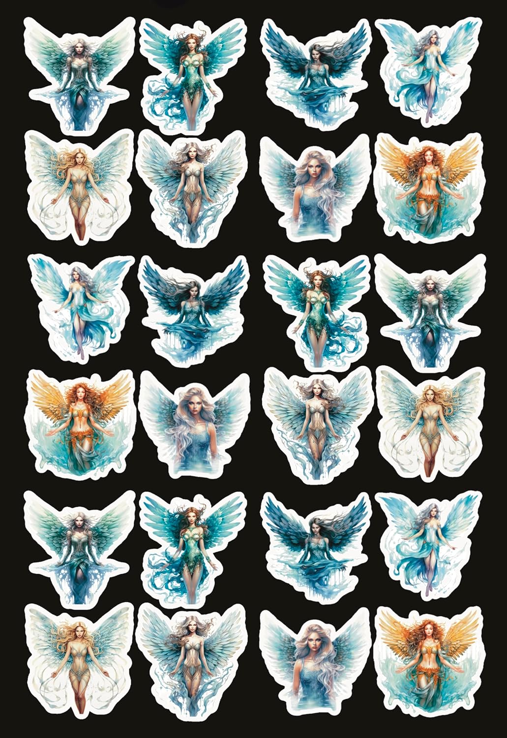 Amazon.com: Mermaid Angel Stickers. Set of 24 Stickers, Mermaid ...