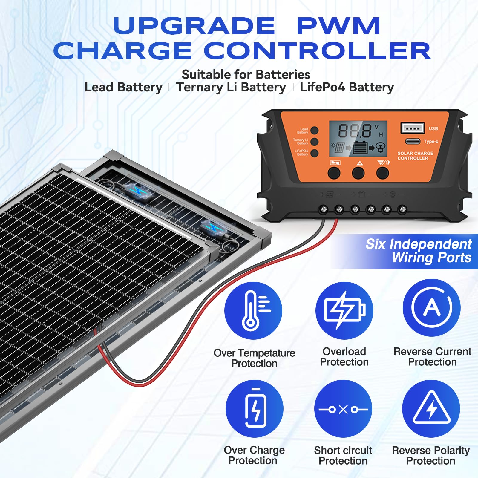 Snapklik.com : Solar Panel Kit 100W Solar Panels 10A PWM Solar Charge ...