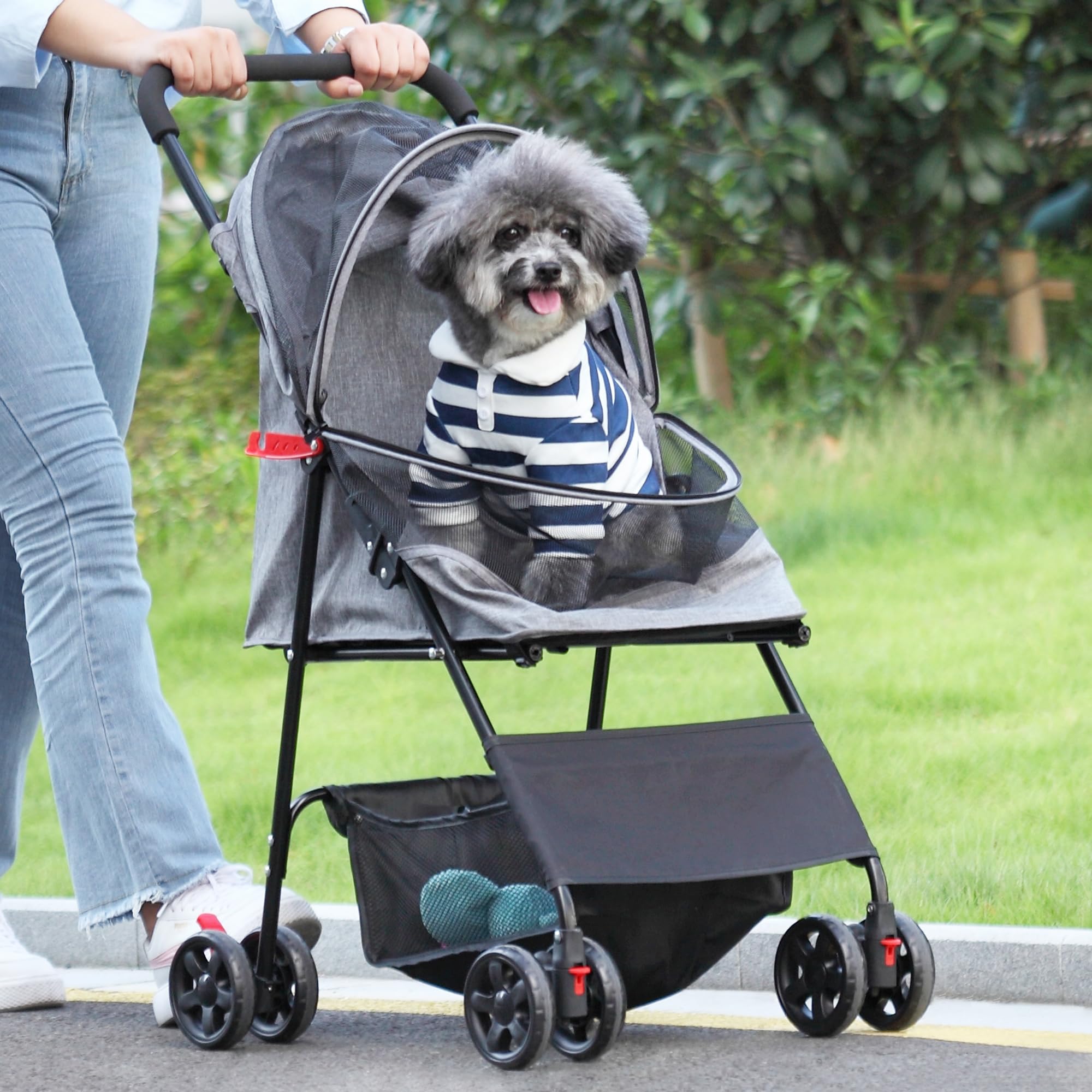 Amazon.com: Coziwow 4 Wheels Pet Stroller, Foldable Puppy Stroller with ...