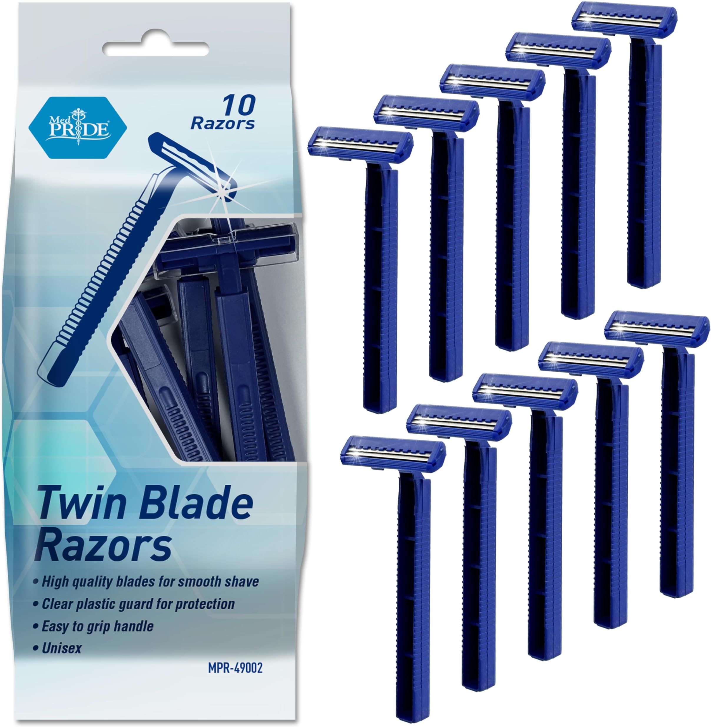 Amazon.com: MED PRIDE Disposable Razors,10-Pack| Twin Blades & Easy ...