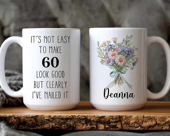 Amazon.com | 60th Birthday Mug, Personalized 60th Birthday Gift For ...