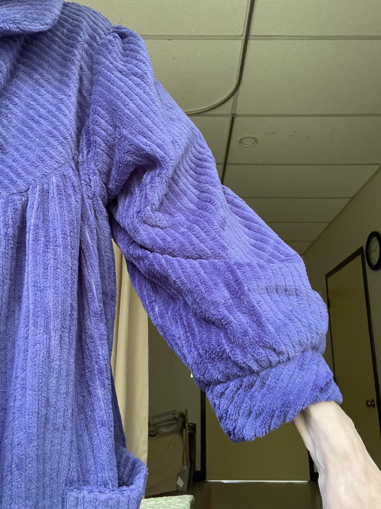 Collections Etc Plush Fleece Button Front Robe with Pockets, Collar at ...