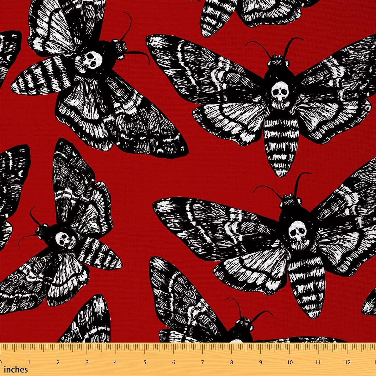 Amazon.com: Moth Pattern Fabric by The Yard Skull Gothic Style Animals ...