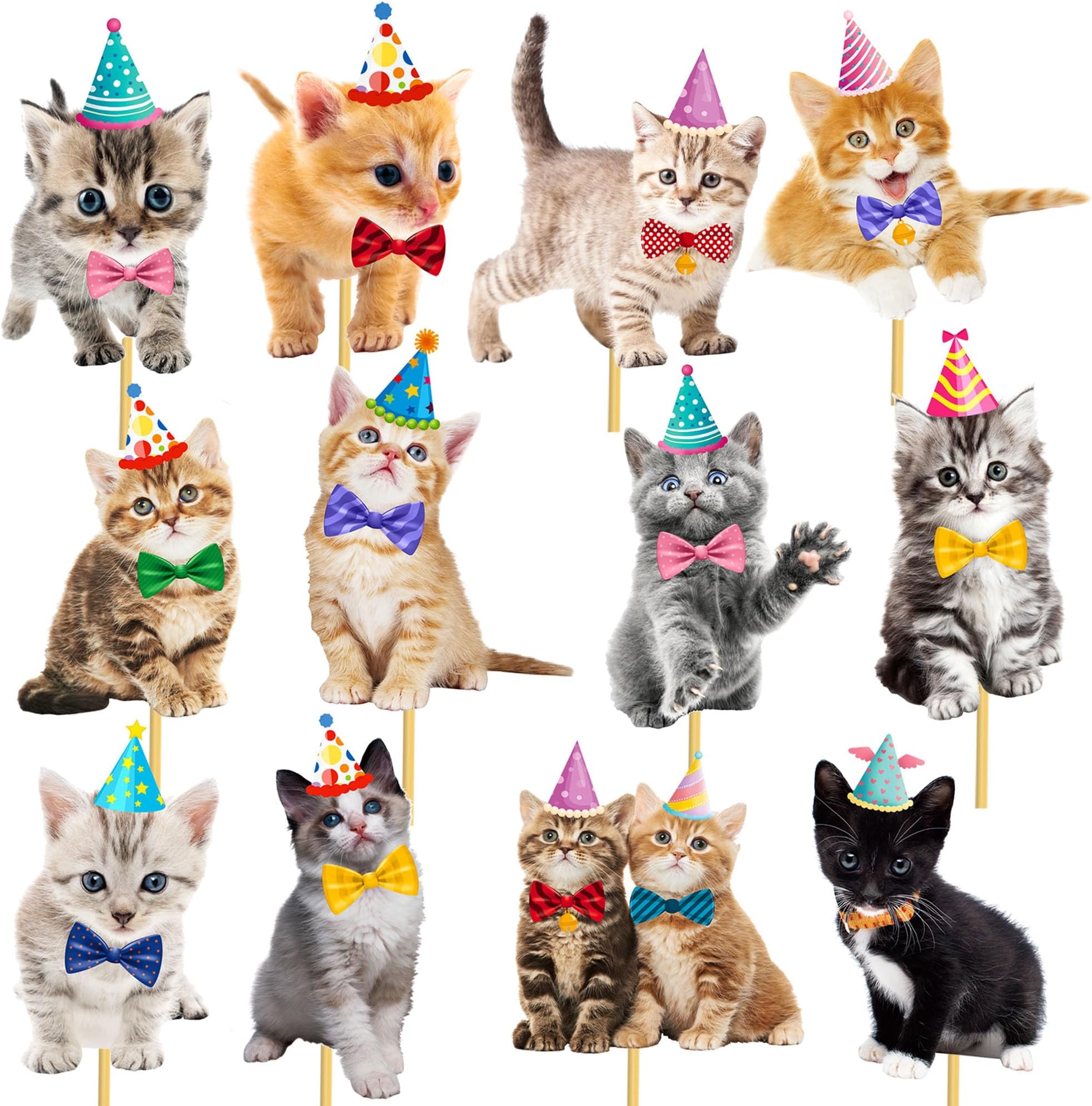 Amazon.com: Cat Centerpiece Sticks 26pcs Cat Birthday Party Supplies ...