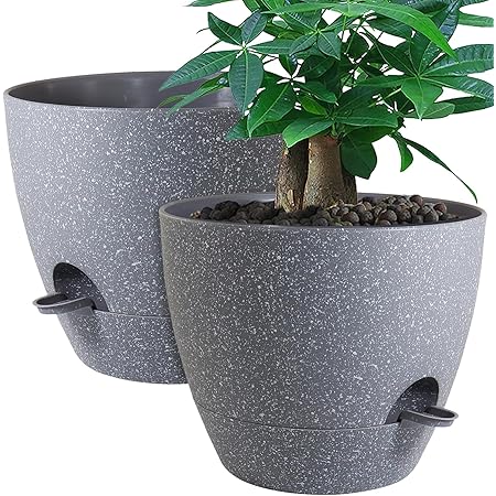 Amazon.com : UOUZ 12inch 2Pack Large Self Watering Planters, Plastic ...
