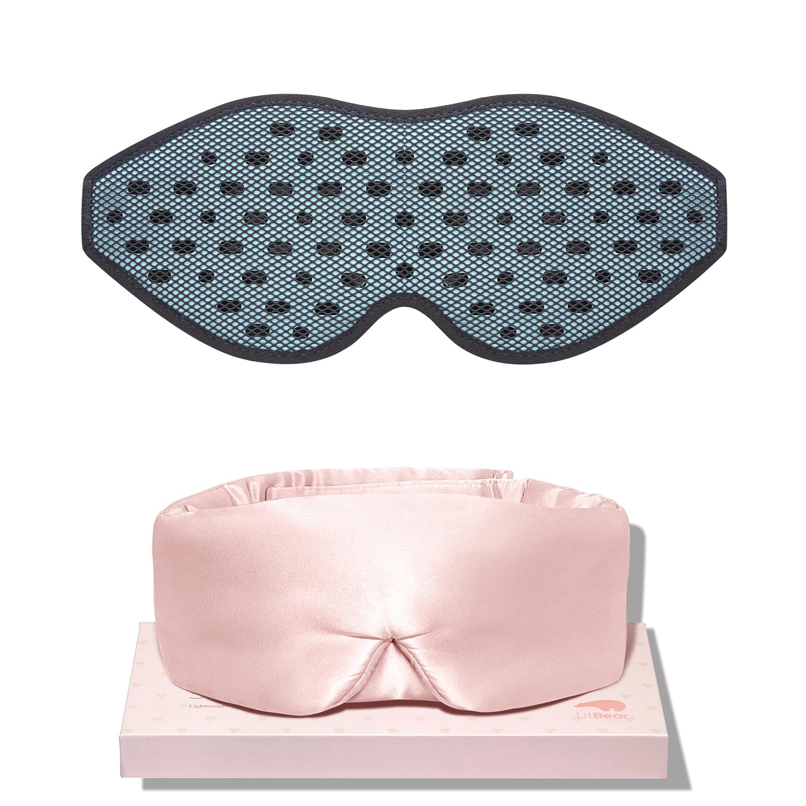 Amazon.com: LitBear Silk Sleep Mask and Breathable Sleep Mask Ice Blue ...
