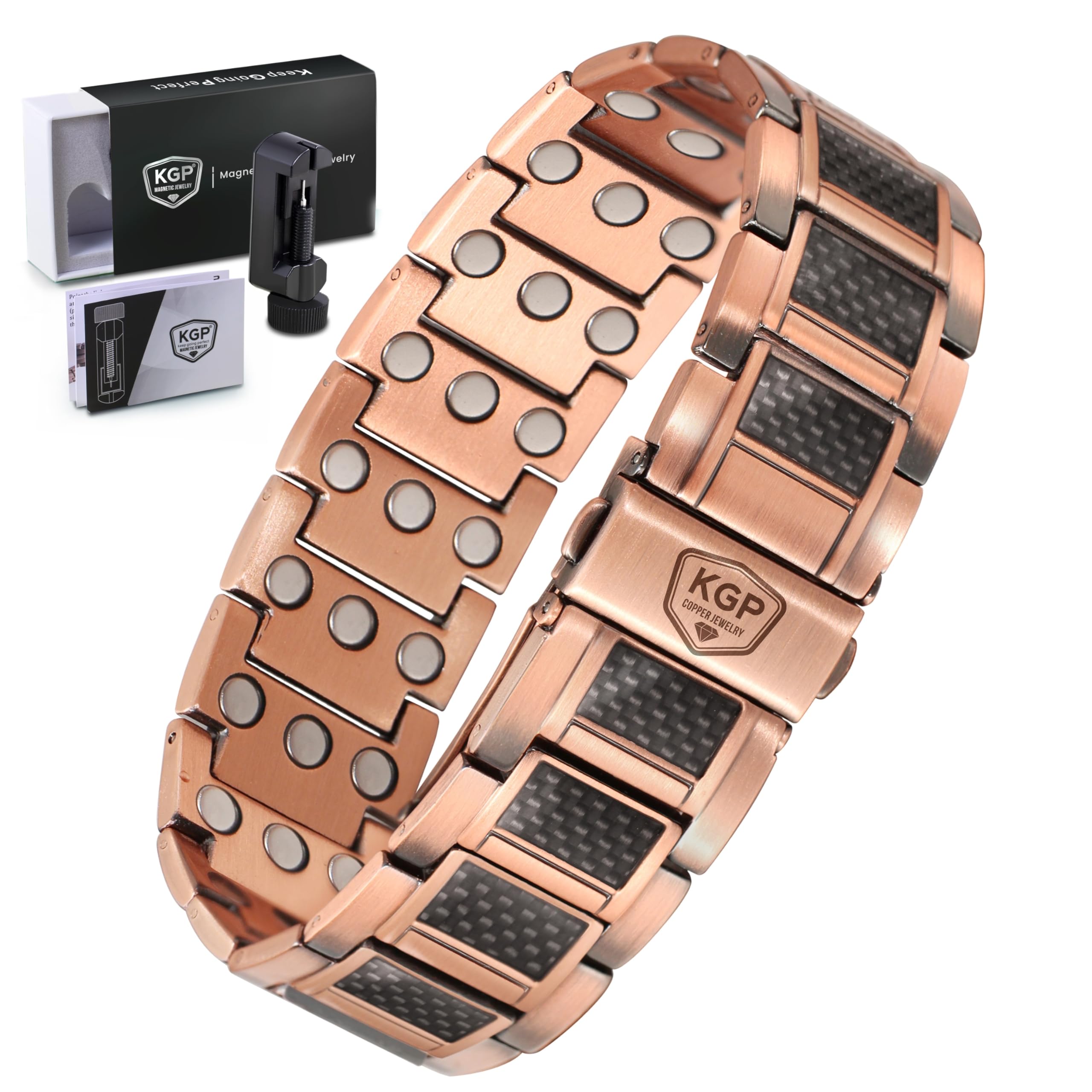 KGP® Strength Magnetic Carbon Fiber Copper Bracelet for Men,Mens 99.99% ...