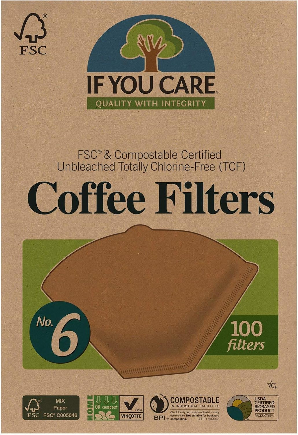 Amazon.com: If You Care Unbleached Coffee Filters, #6 - 100 Count (Pack ...