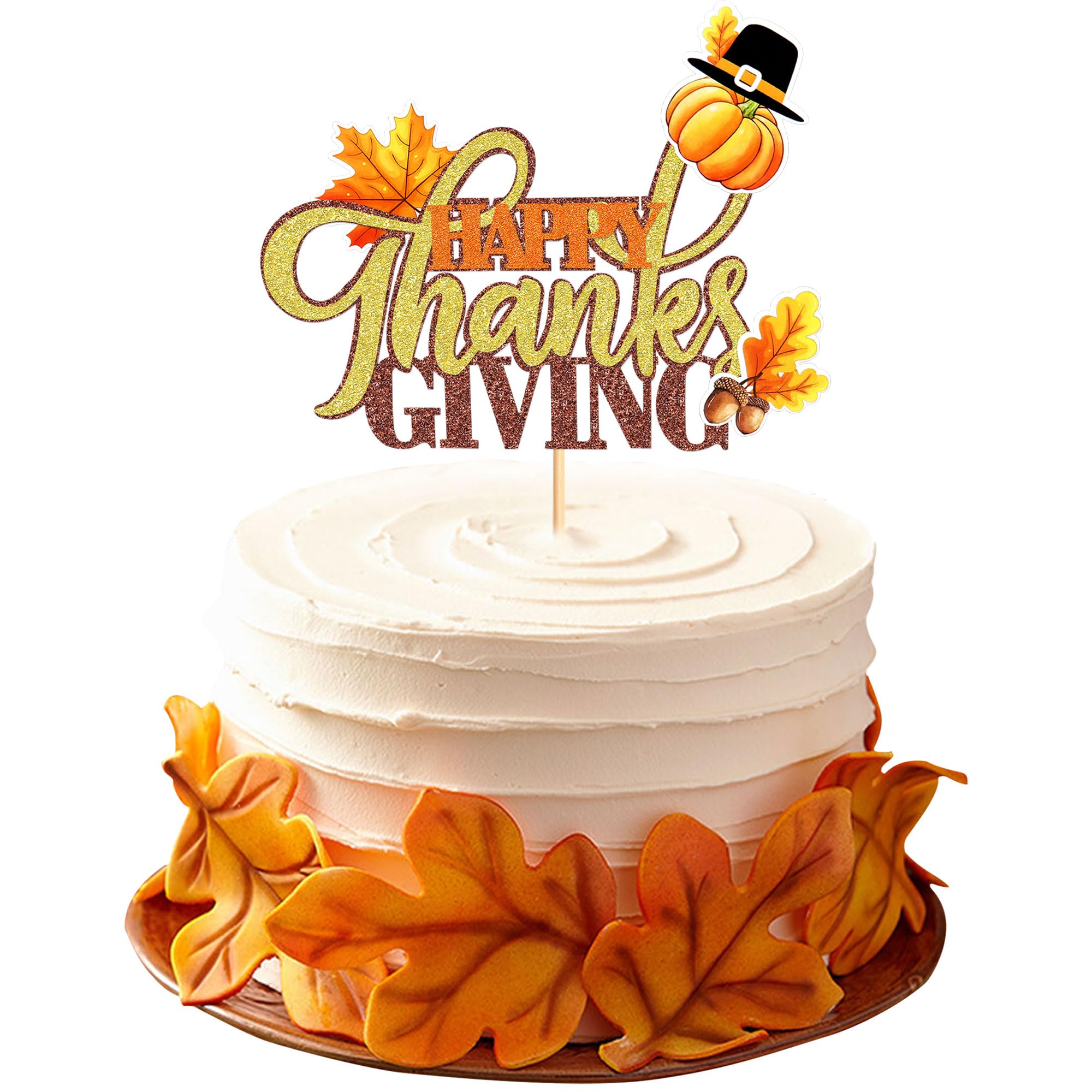 Amazon.com: Ercadio 1 Pack Happy Thanksgiving Day Cake Toppers Glitter ...