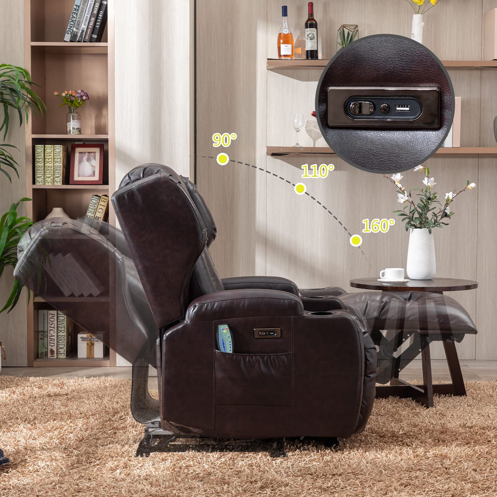 VUYUYU Power Recliner Chair with Heat and Massage, Faux Leather ...