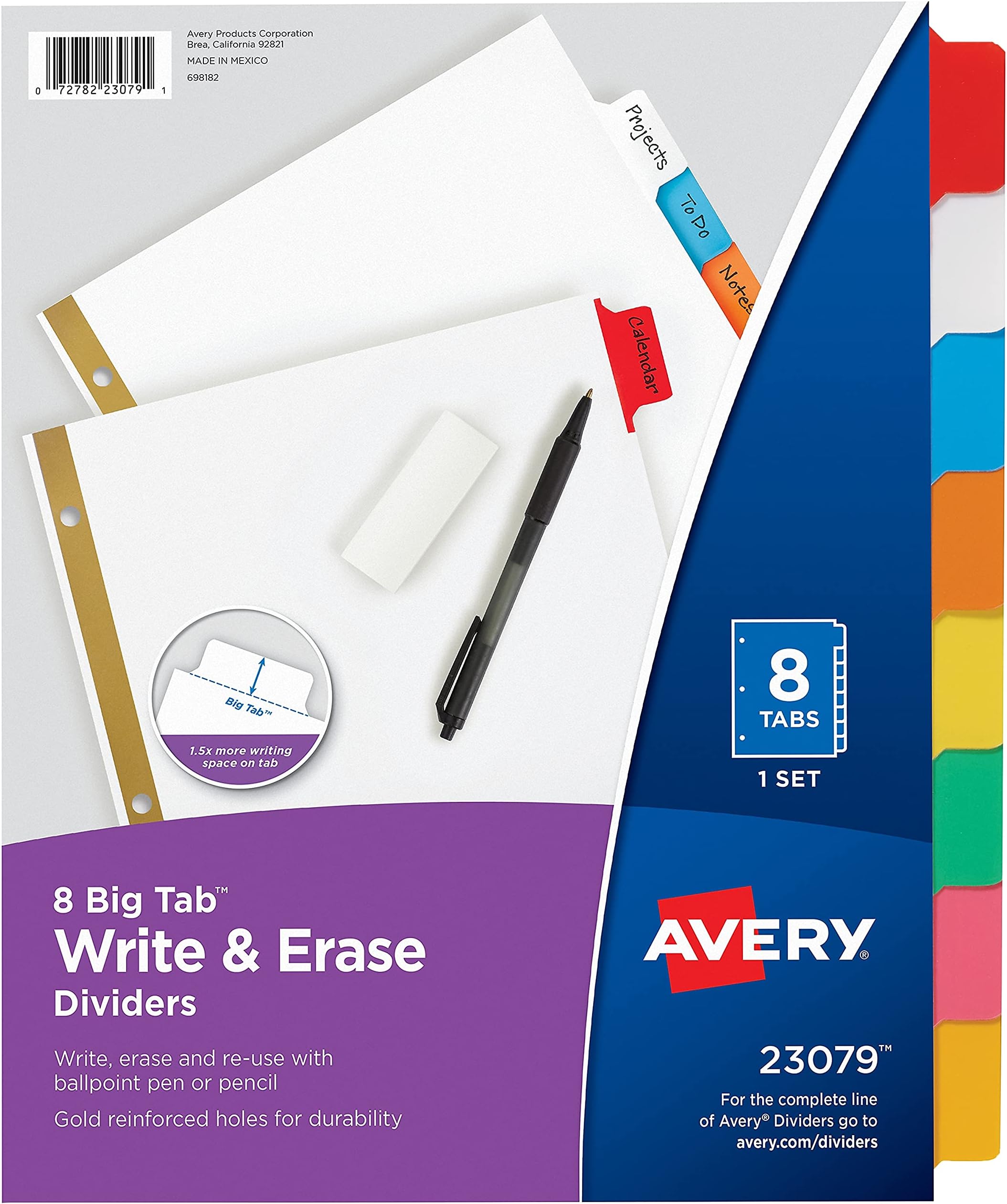 Amazon.com : Avery(R) Write-On™ Tab Dividers With Erasable Laminated ...