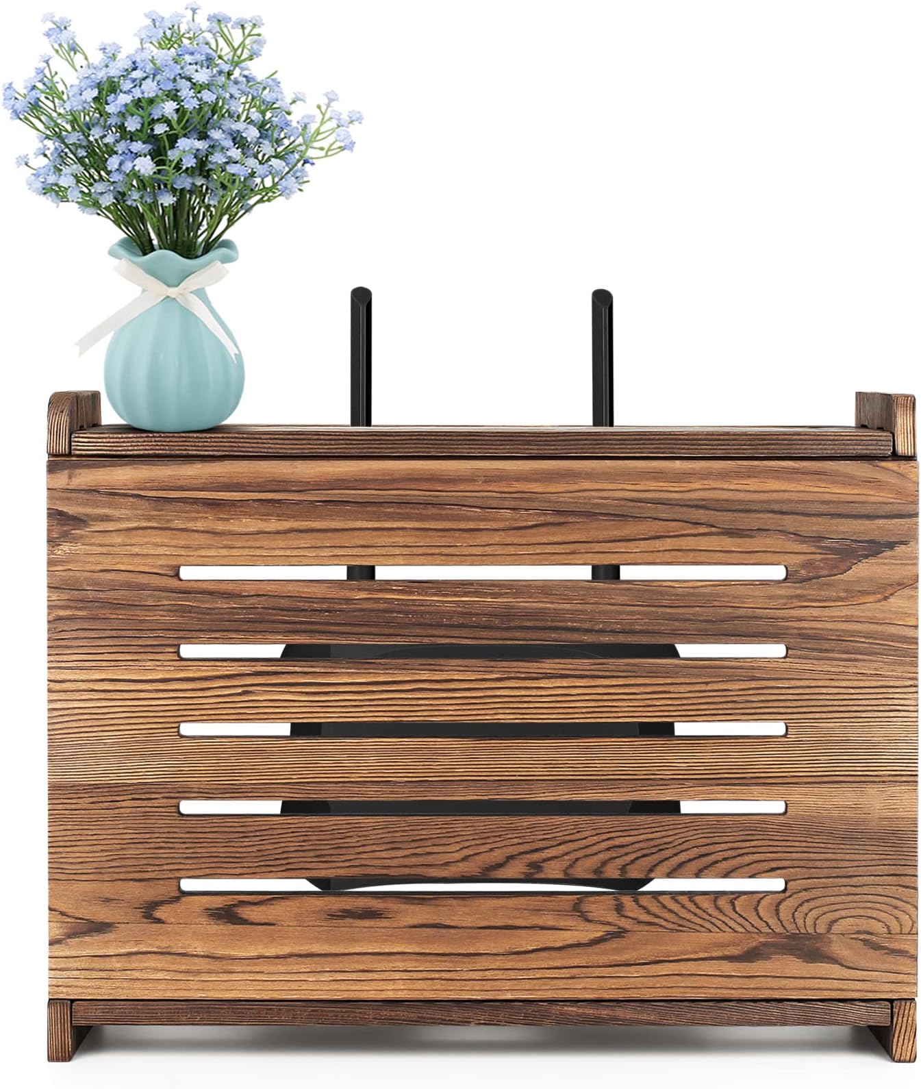 Amazon.com: Solid Wood Network Set-top Box Wall Mounted Router Storage ...