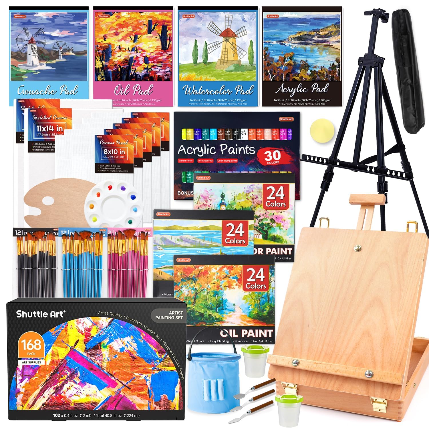 Amazon.com: Shuttle Art 168 Pcs Artist Painting Set, Deluxe Art Set ...
