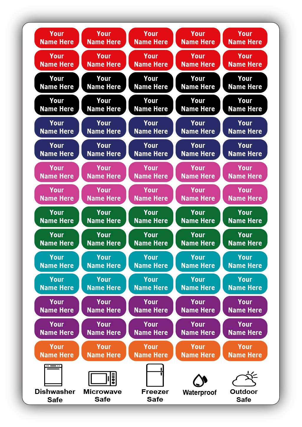75 Personalized Waterproof Name Labels. Press and Stick Multi use ...