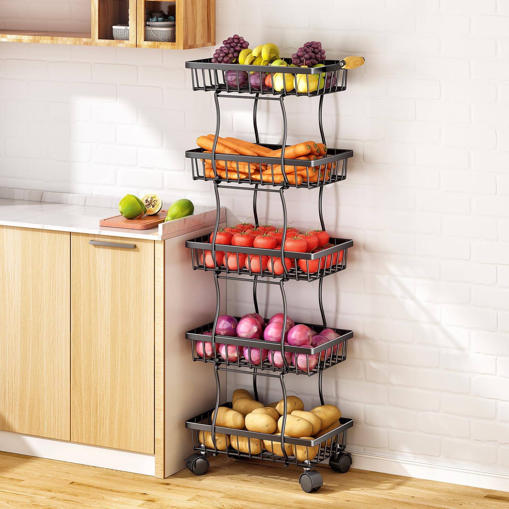 Amazon.com: Fruit Basket Kitchen Pantry Organizers and Storage - 5 Tier ...