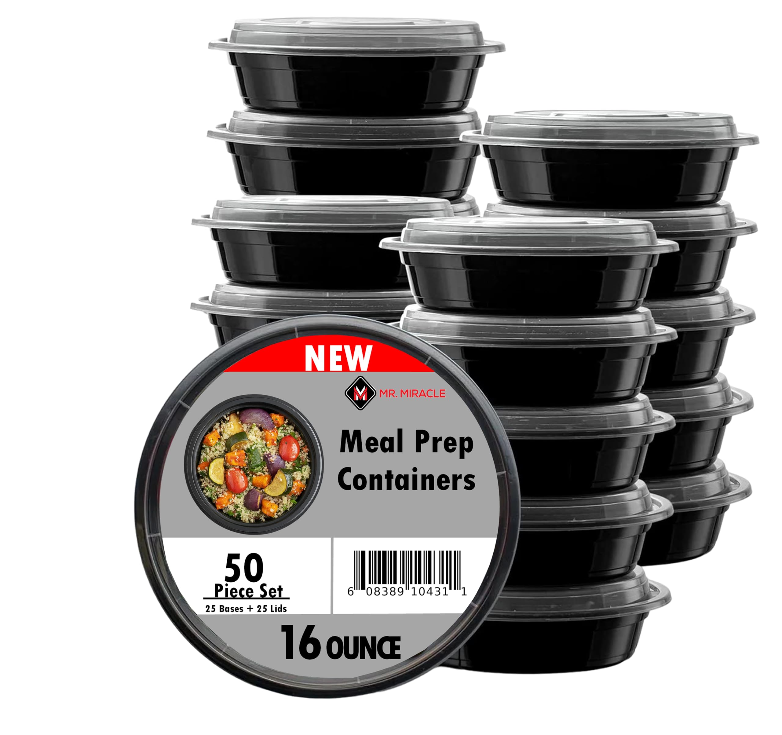 Amazon.com: Round Meal Prep Containers With Lids - 16 OZ Reusable Food ...