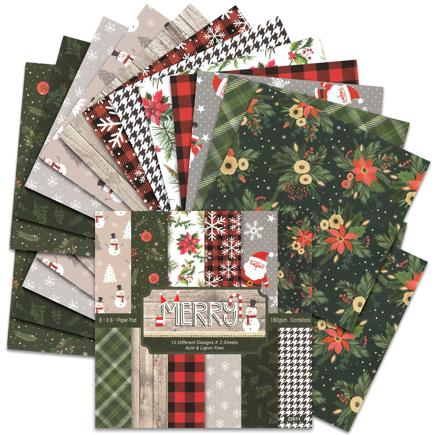 Amazon.com : BLEDS Scrapbook Paper, 24 Sheets Christmas Scrapbooking ...