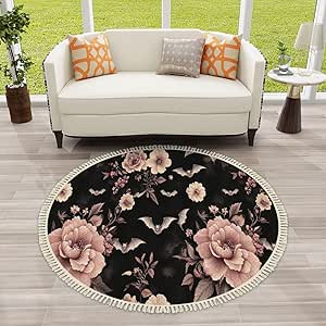 Amazon.com: Washable Non Slip 4ft Round Area Rug, Farmhouse Rugs with ...
