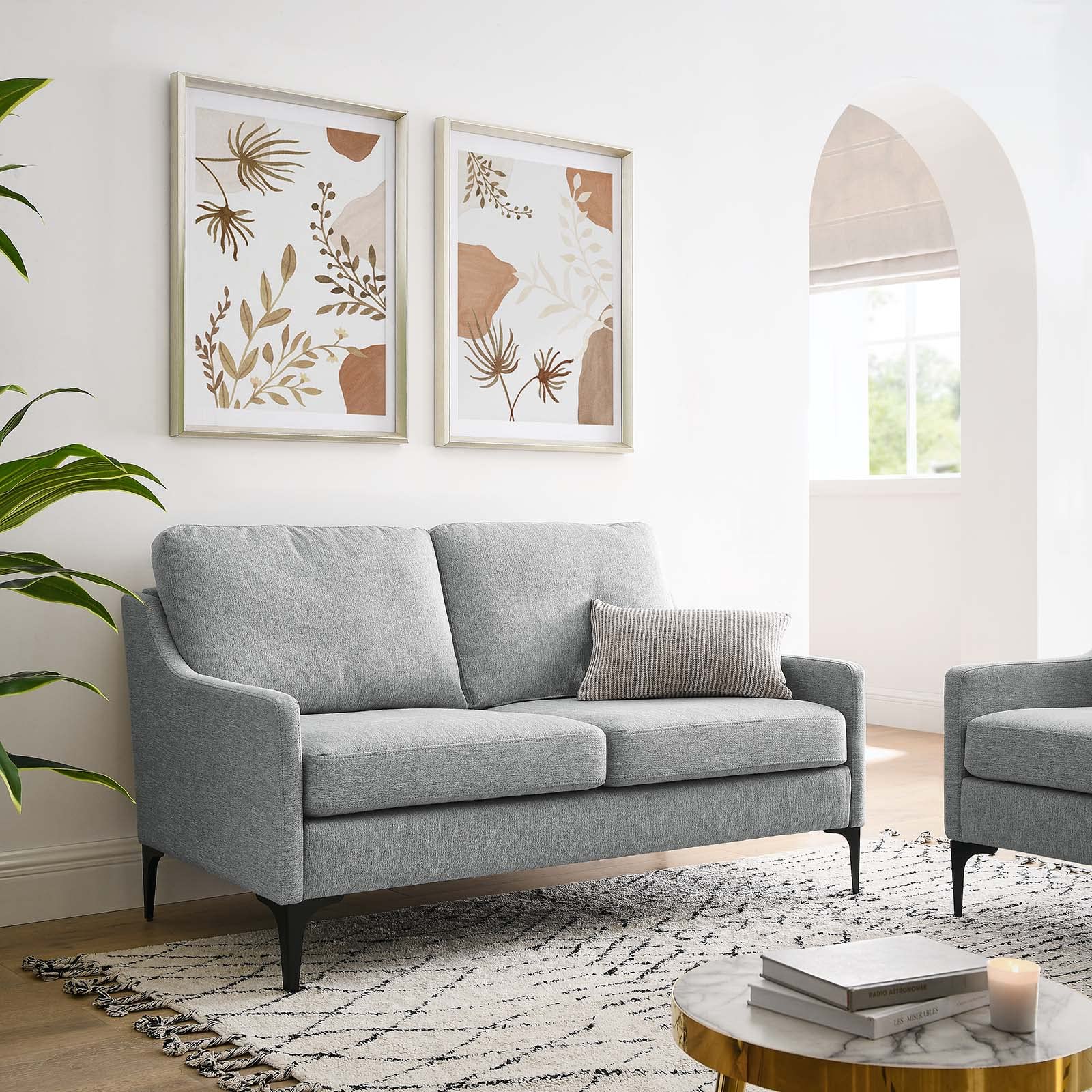 Amazon.com: Modway EEI-6021-LGR Corland Upholstered Fabric Loveseat ...