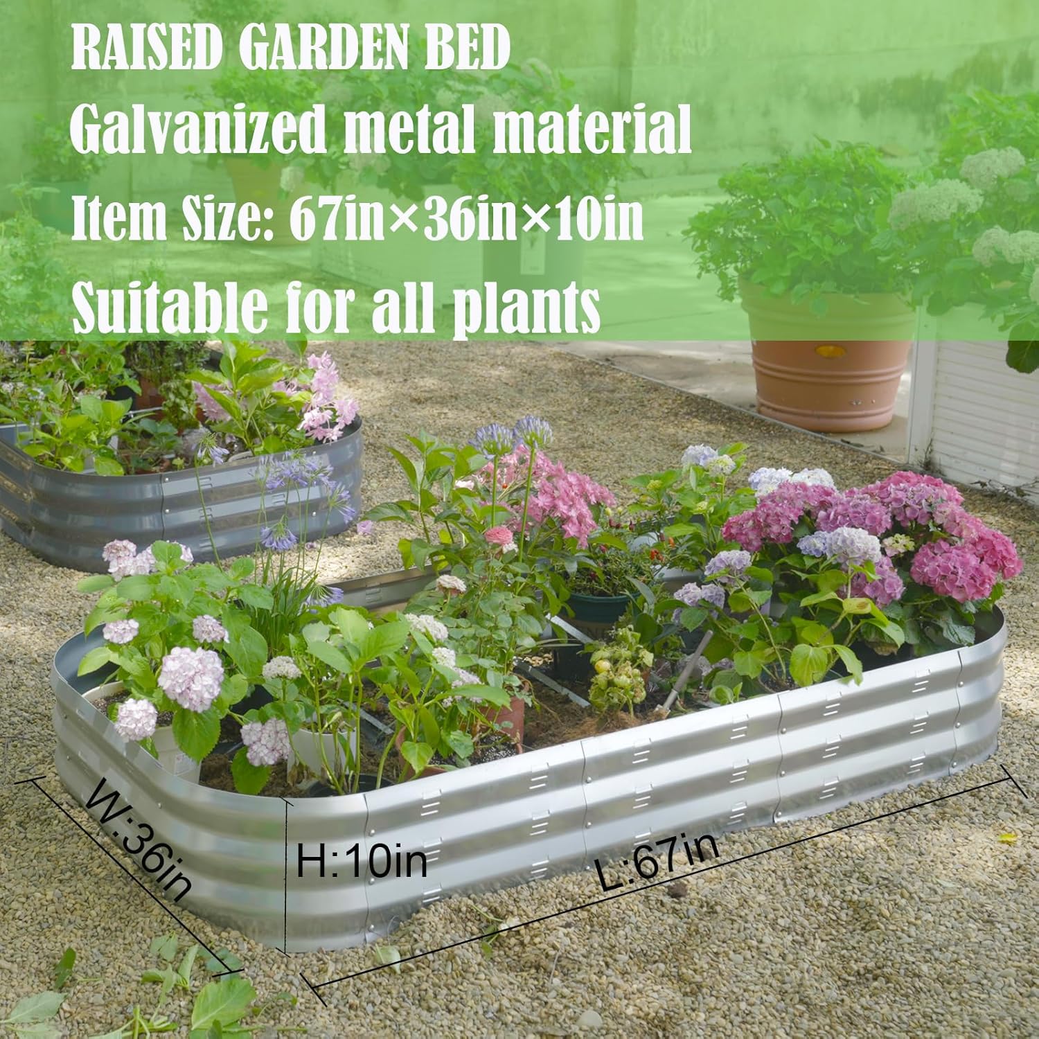 Colorfulbeetle Galvanized Raised Garden Bed Kit, Galvanized Planter ...
