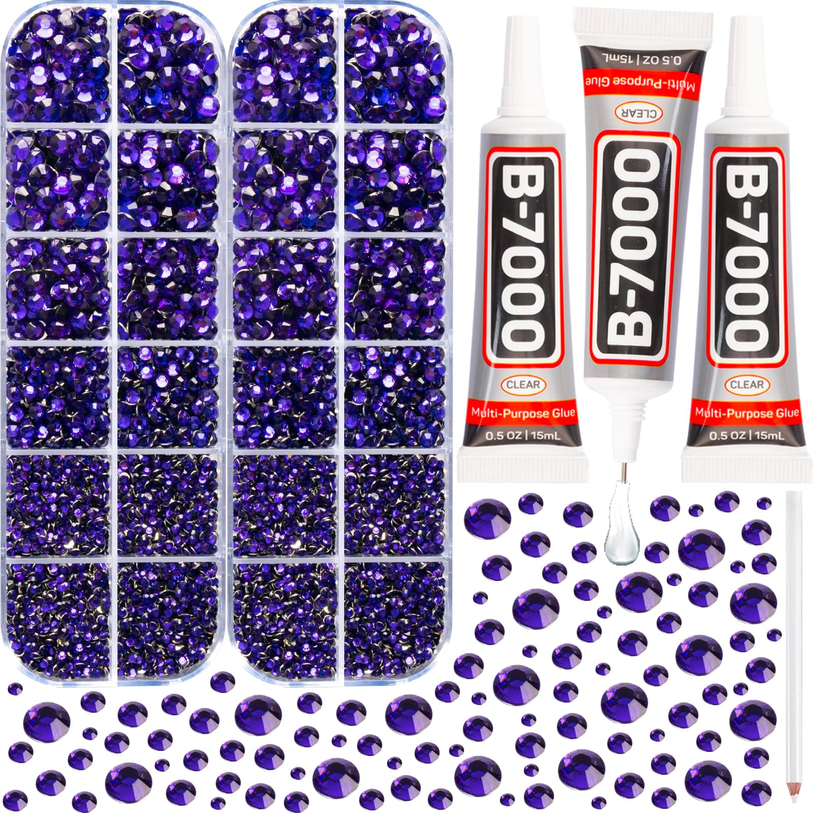 Amazon.com: HTVRONT Rhinestones for Crafting, 1440pcs SS20 Purple ...