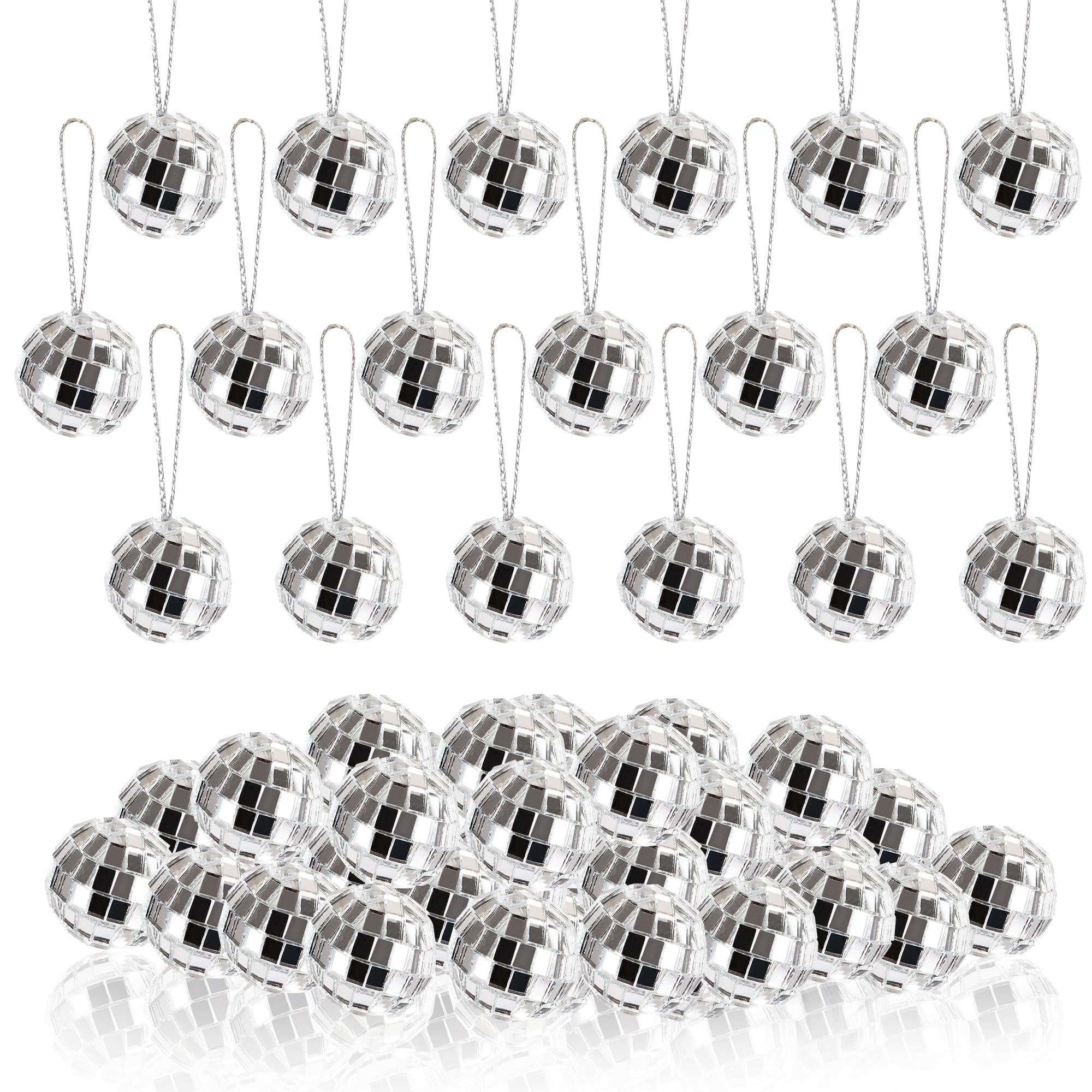 Amazon.com: FOIMAS 36pcs Mini Disco Ball Hanging Ornament,36pcs Silver ...