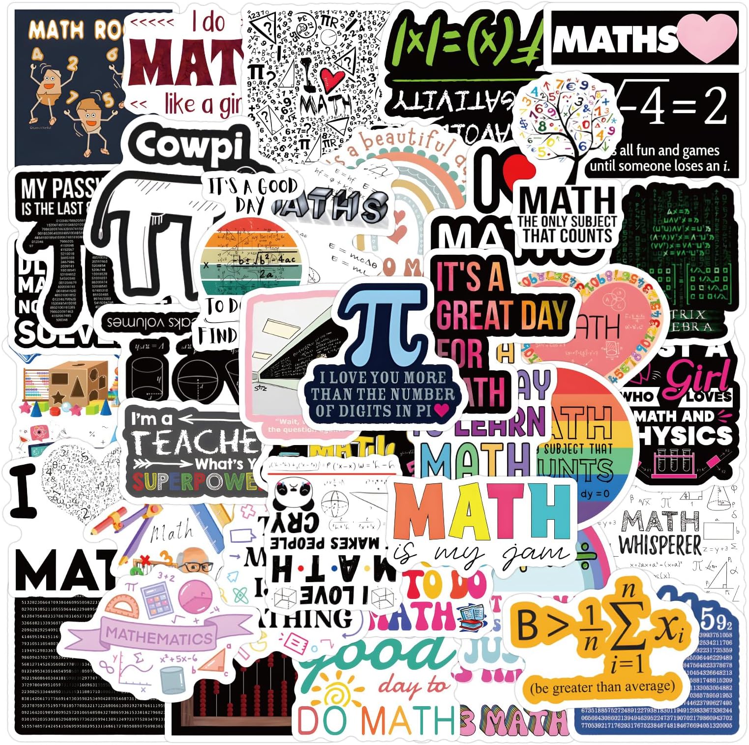 Amazon.com: 50 PCS Math Stickers,Funny Mathematics Stickers for ...
